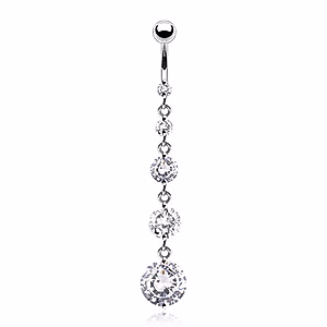 Forbidden Body Jewelry Dangle Belly Button Rings CZ Crystal Navel Rings for Women Surgical Steel 14G