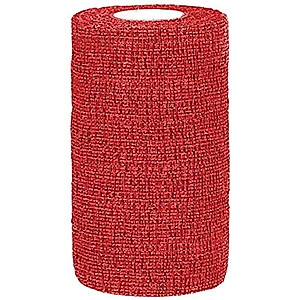 Dura-Tech Vet Flex Red Bandage First Aid Wrap | for Horses, Dogs and Others | Self-Adhesive Cohesive Tape | 4” Wide and 5 Yards of Length | Package of 18 Rolls
