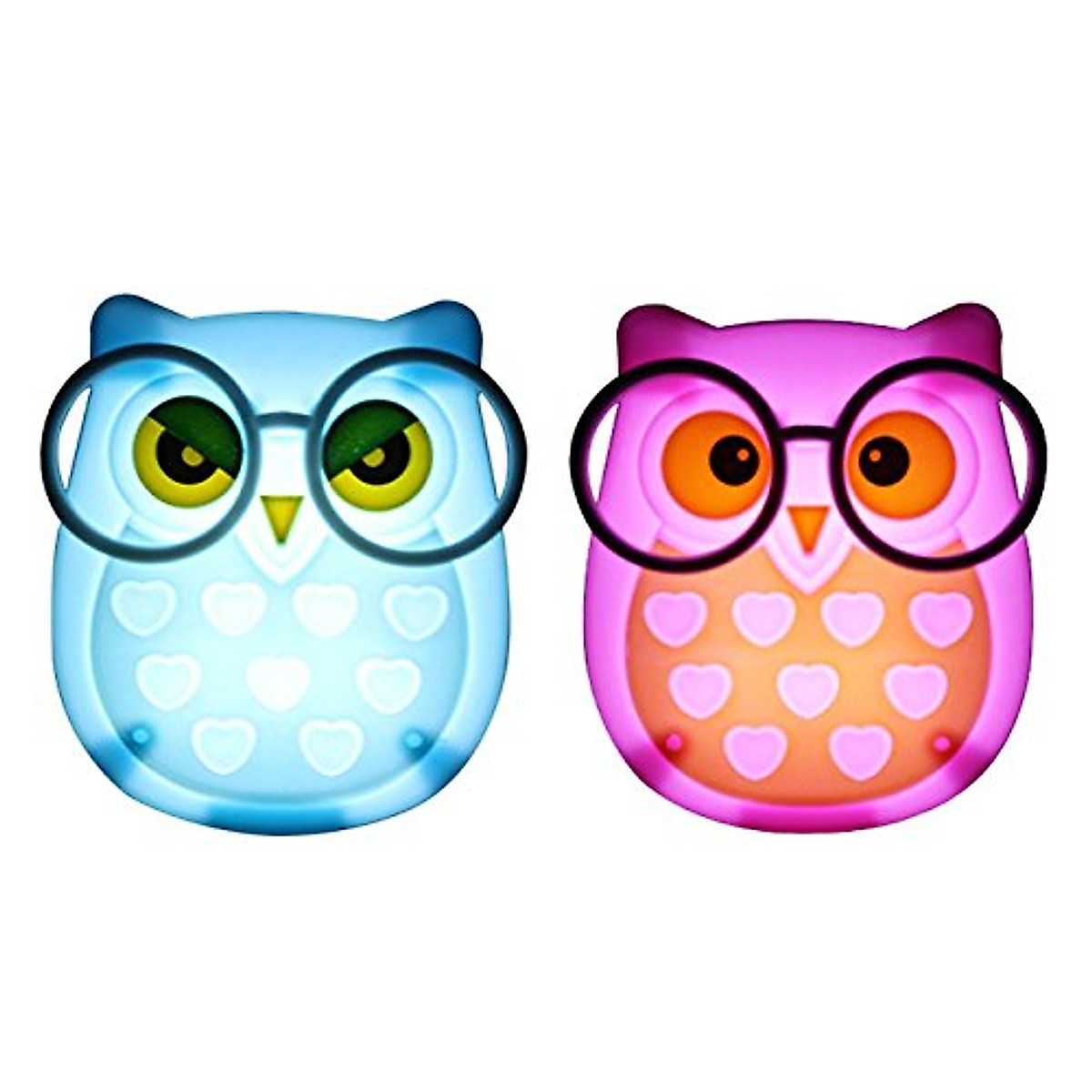 FuWinet 2 PCS Owl LED Plug in Night Light for Kids- Wall Lamp Take Good Care Children Sleep Light Sensor Auto Controlled Nightlights for Baby Nursing (Blue+Pink)
