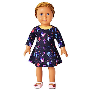Long Sleeve Mermaid Dresses for Girls Kids Matching 18 inch American Doll,Size 10 11