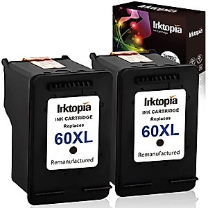 Inktopia Remanufactured Ink Cartridge Replacement for HP 60XL 60 XL High Yield D8J61BN CC641WN CC644WN (2 Black) 2 Pack for Photosmart C4680 D110 Deskjet F2430 F4210 Printer