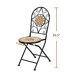 VINGLI 2 PCS Mosaic Bistro Folding Chairs Outdoor Garden Patio Furniture Seating