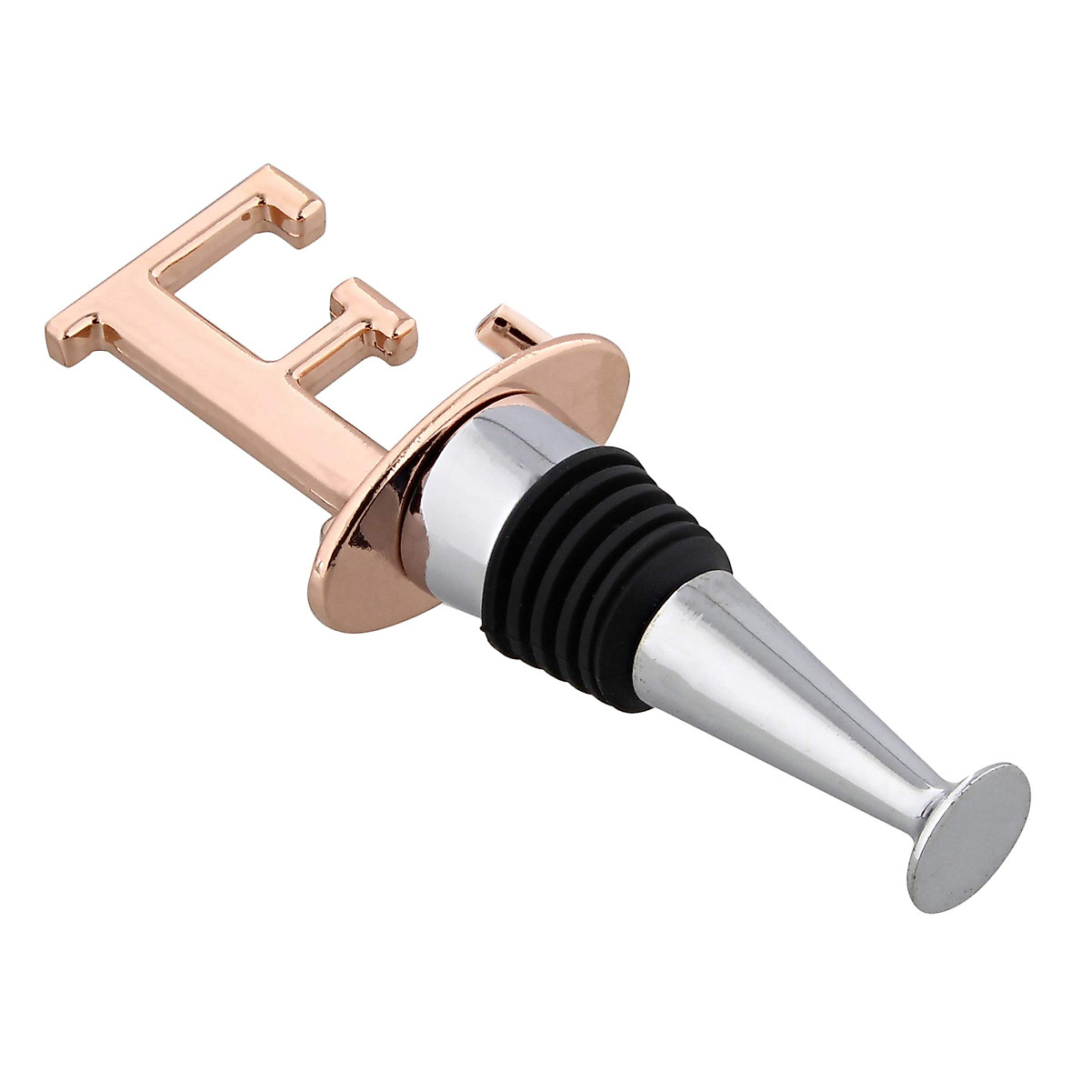 Bottle Wine Stopper Top Closer Seal with Monogrammed Letter “N” in Rose Gold - Reusable Wine Cork Saver Sealer Plug 1pk