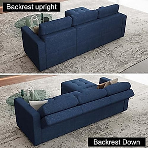 Belffin Modern Fabric Convertible Modular Sectional Sofa Couch with Reversible Chaise and Storage Seats 3 Seater Sofa Sectionals L Shaped Couch Set with Ottoman for Small Space Blue
