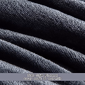 Finehom Soft Flannel Fleece Throw Blanket Queen Size, All Season 330GSM Super Soft Cozy and Warm Blanket for Bed Sofa Couch, 90x90 Inches, Dark Grey