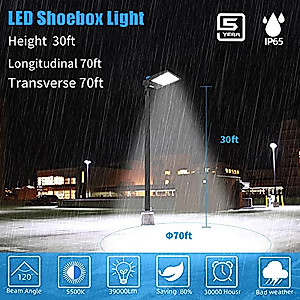 WYZM 300W Outdoor LED Parking Lot Light,with Dusk-to-Dawn Photocell,39,000 Lumens,100-277V LED Pole Light,1000W HPS Equivalent (Slip Fitter)