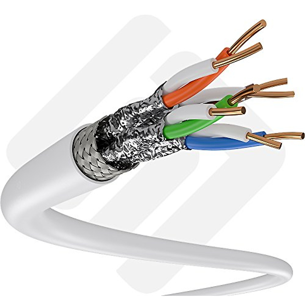 SolidLink - SL611A 1000ft CAT6A S/FTP in-Wall (CMR Rated) ETL Listed Bare Copper Solid 23AWG Conductor 550Mhz Fluke Tested Ethernet Wire (White)