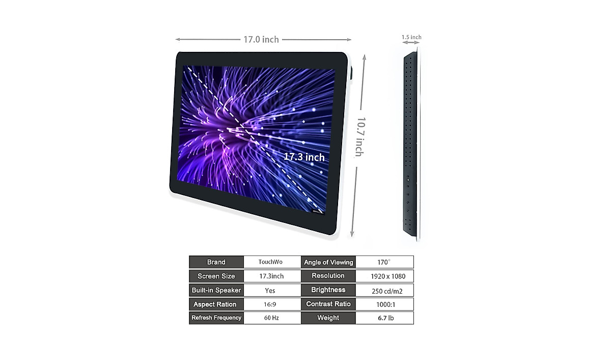 TouchWo 17.3" Touch Screen All-in-One PC for Industries