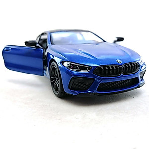 KiNSMART BMW M8 Competition Coupe Blue 5" 1:38 Scale Pullback Action Die Cast Metal Model Toy Race Car