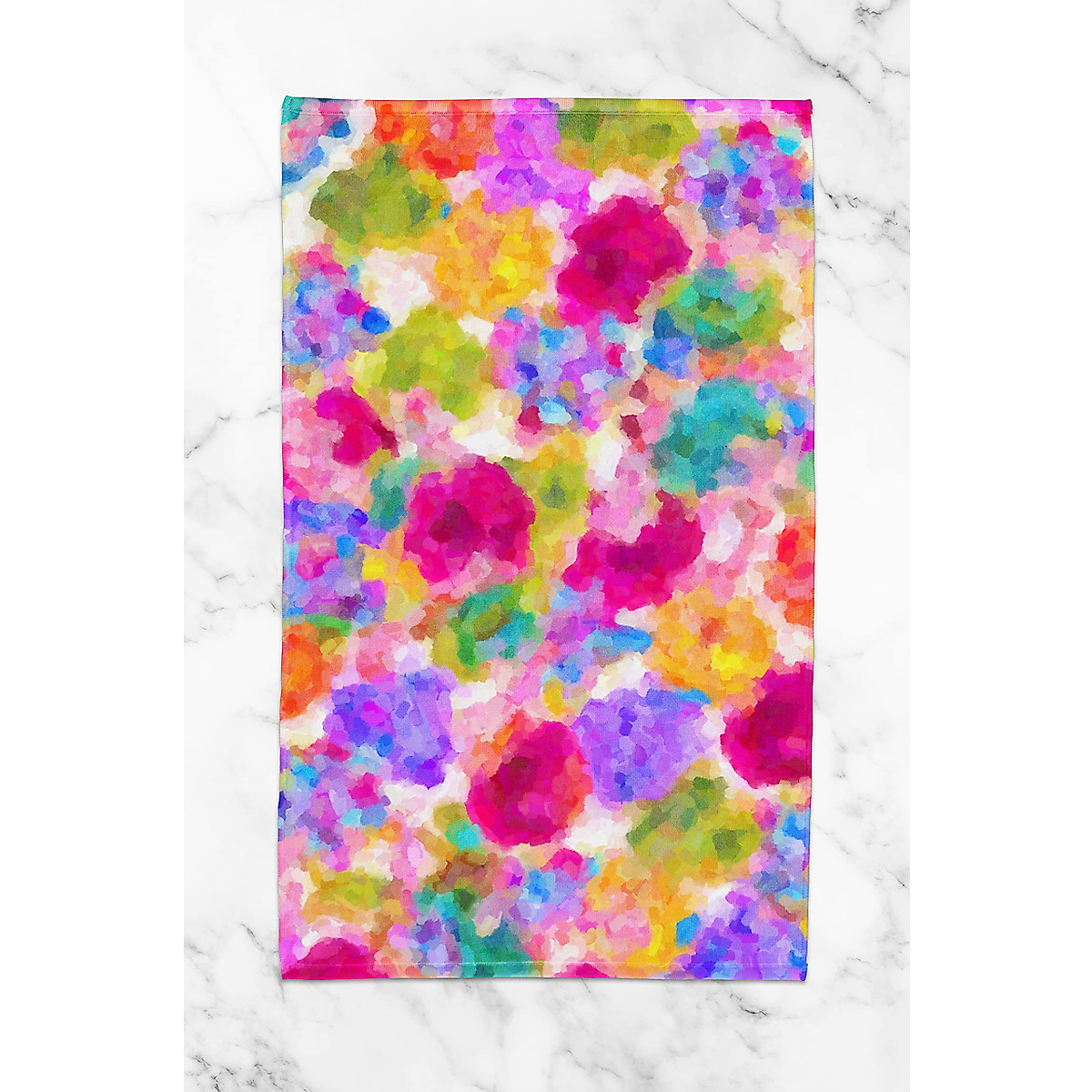 Abstract Spring Flower Hand Towel - Kitchen Towel - Bathroom Hand Towel - Dish Towel - Cotton Terry Cloth - 15"x25"
