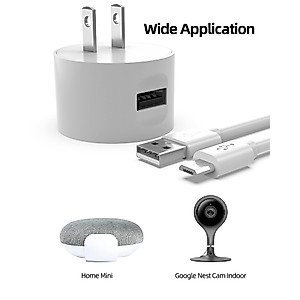 10W Micro USB Power Cord Fit for Google Nest Cam Indoor Power Cord Charger Adapter Supply (Not Fit for USB C)