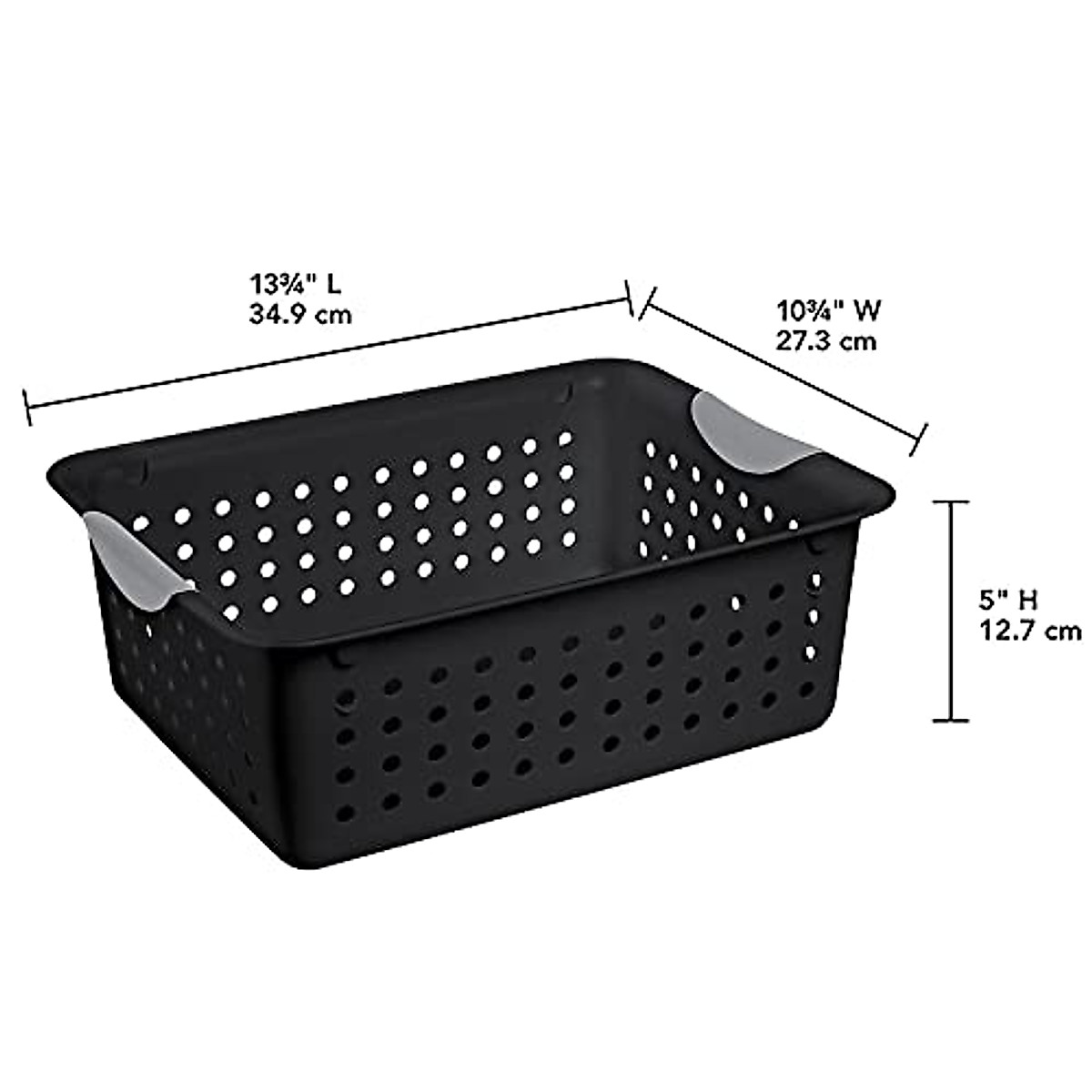 Sterilite Medium Ultra Indoor Home Plastic Storage Organizer Basket Container with Contoured Handles for Cabinets, Shelves, Black (12 Pack)