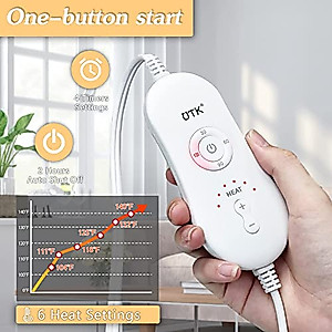 UTK Ultra-comfort Infrared Weighted Heating Pad, 2.2lbs Jade Stone Filled Electric Heat Pads for Pain Relief - 12" x 24" Ultra-soft Velvet, 6 Heat Settings & Auto Shut Off for Back, Neck and Shoulders