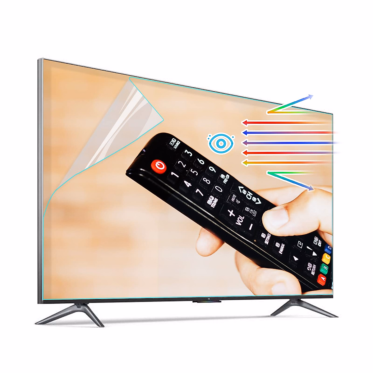 KIOP 65 Inch Anti UV Out Blue Light Matte Film, Multi-Function TV Screen Protector No Bubbles Fingerprints,Relieve Eye Strain,Shield Radiation,65" Narrow Frame