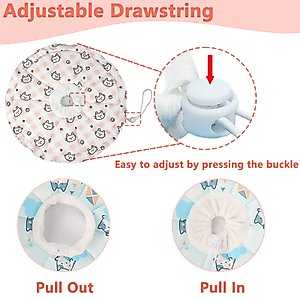 Crazy Felix Cat Cone, Soft Cat Cone Collar to Stop Licking and Scratching, Adjustable Recovery Cone for Cats After Surgery with Drawstring Design, Easy to Eat and Drink