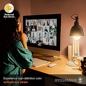 SYLVANIA Reduced Eye Strain A19 LED Light Bulb, 60W = 8W, 13 Year, Dimmable, Frosted, 2700K, Soft White - 8 Pack