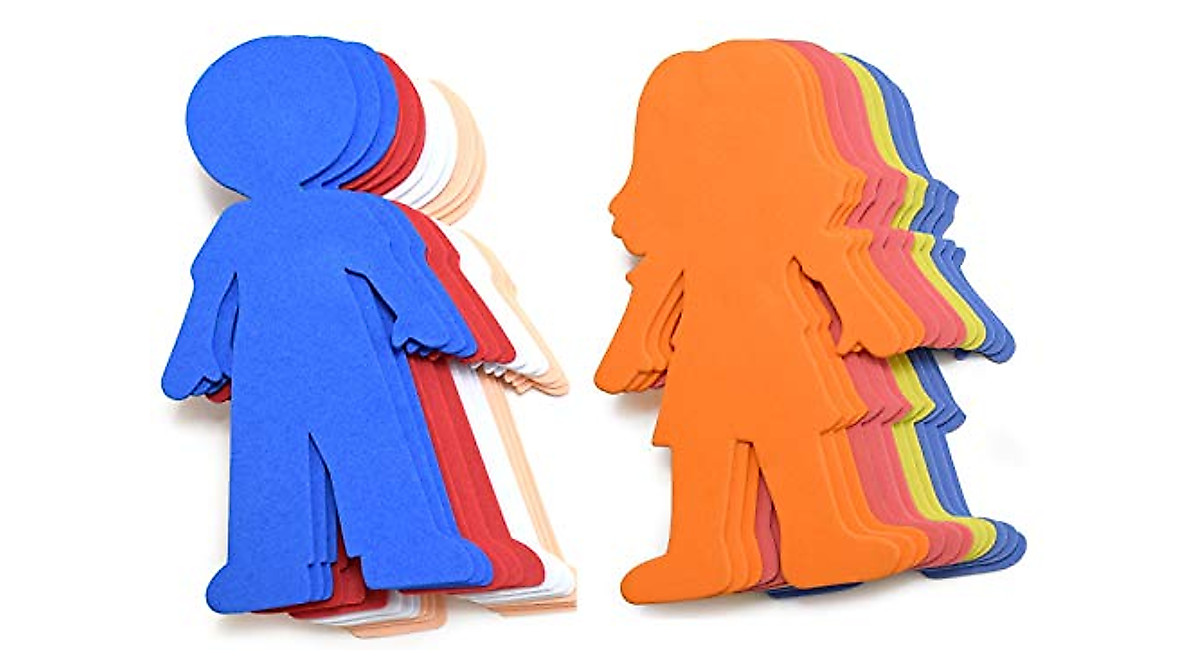 Kids Classroom Foam Cut Out People Shapes - 24 Pack | Durable & Creative