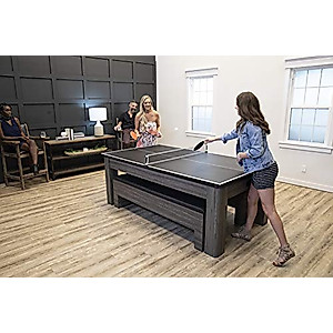 Atomic Northport 3-in-1 Dining Table with Air-Powered Hockey and Table Tennis, Black