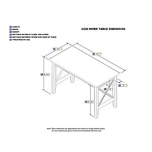 Lexi Multi-Purpose Desk, Writing Desk, Craft Table, Work Table, Computer Desk, 49 inch, Solid Wood, Brown