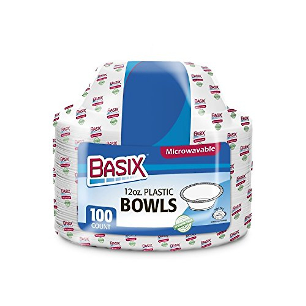 Basix 12 Ounce Disposable Bowls Microwave Safe 100 Count White