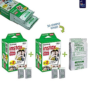 Fujifilm Instax Mini 11 Instant Camera Ice White + MiniMate Accessory Bundle & Compatible Custom Case + Fuji Instax Film Value Pack (50 Sheets) Flamingo Designer Photo Album