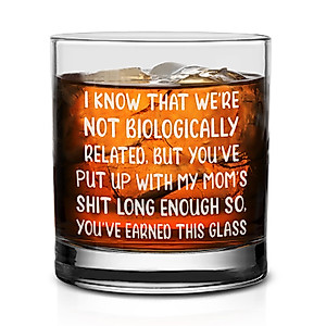NeeNoNex I Know That We're not Biologically Related Step Dad Whiskey Glass - Funny Birthday Christmas Fathers Day Gift for Step Dad, Step-Father, Bonus Dad