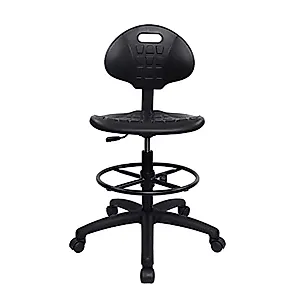 Aaron's Deluxe Polyurethane Drafting Lab Stool Chair, 18'' Adjustable Footring, 10'' Adjustable Height, 450 lb seat Capacity, Heavy Duty, Made and Built to Order here in The United States, Black