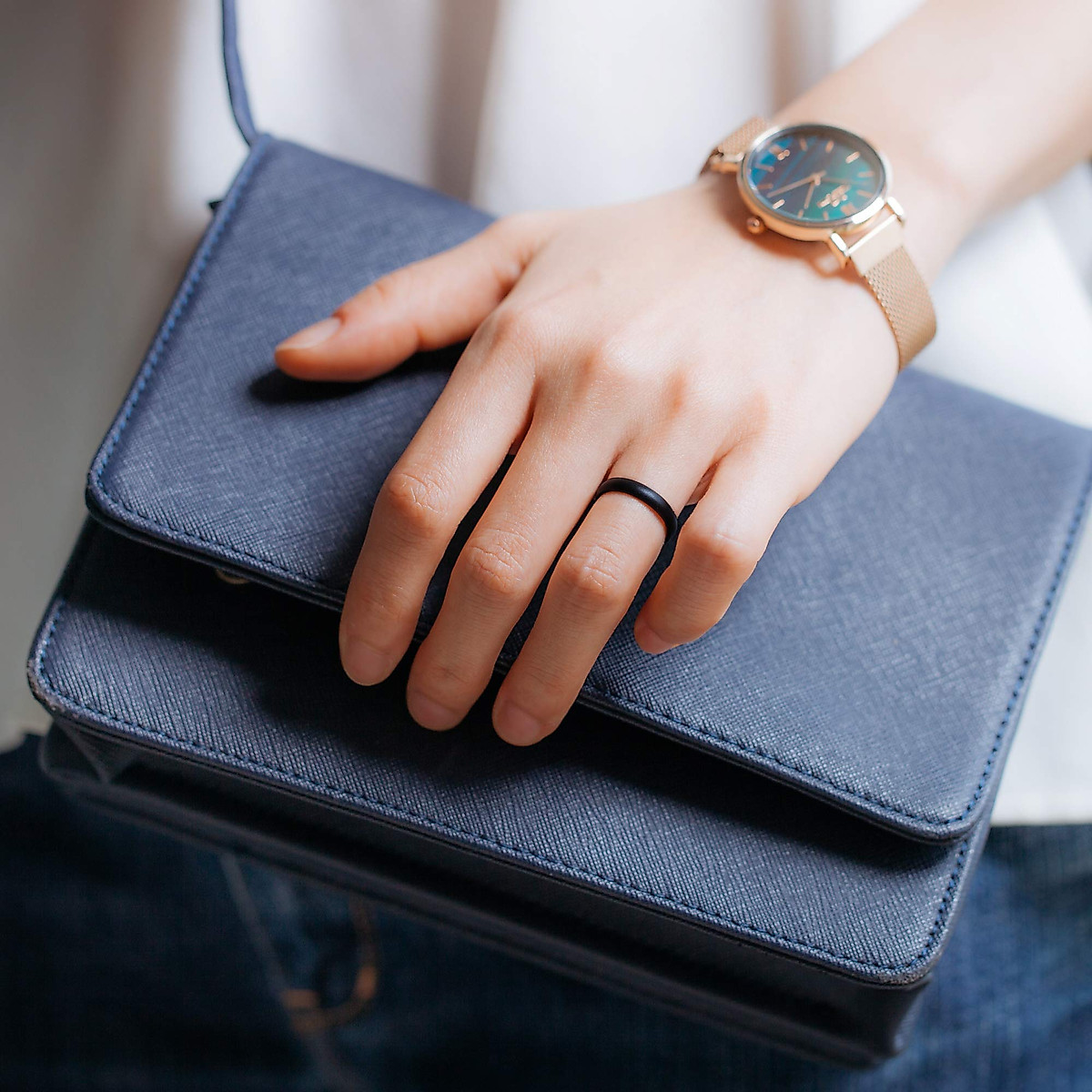 ThunderFit Super Thin Stackable Silicone Rings Wedding Bands for Women 3mm Wide 1.5mm Thick - 1/4/8/12/16 Variety Multipack