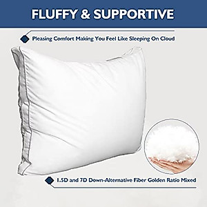 JICUSE Bed Pillows Standard Size Set of 2, Hotel Quality Standard Pillows 2 Pack for Sleeping with Soft Down Alternative Filling, Gusseted Bedding Pillow for Back, Stomach or Side Sleepers, 20" x 26"