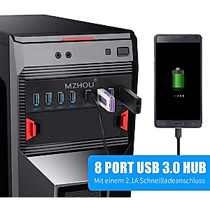 MZHOU Front Panel USB 3.0 Hub 8 Port,19 Pin to 8 Port USB 3.0 Hub for PC, USB Flash Drives, Transfer Speed up to 5 Gbps, Fits Any 5.25” Computer Case Front Bay