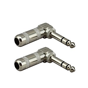 HUASEN 1/4" Audio Plugs 6.35 mm Plug TRS Male 1/4 inch Solder Type Stereo Plug Right Angle Design Connector for DJ Mixer Speaker Cables Guitar Cables Phono Patch Cable Microphone Cables