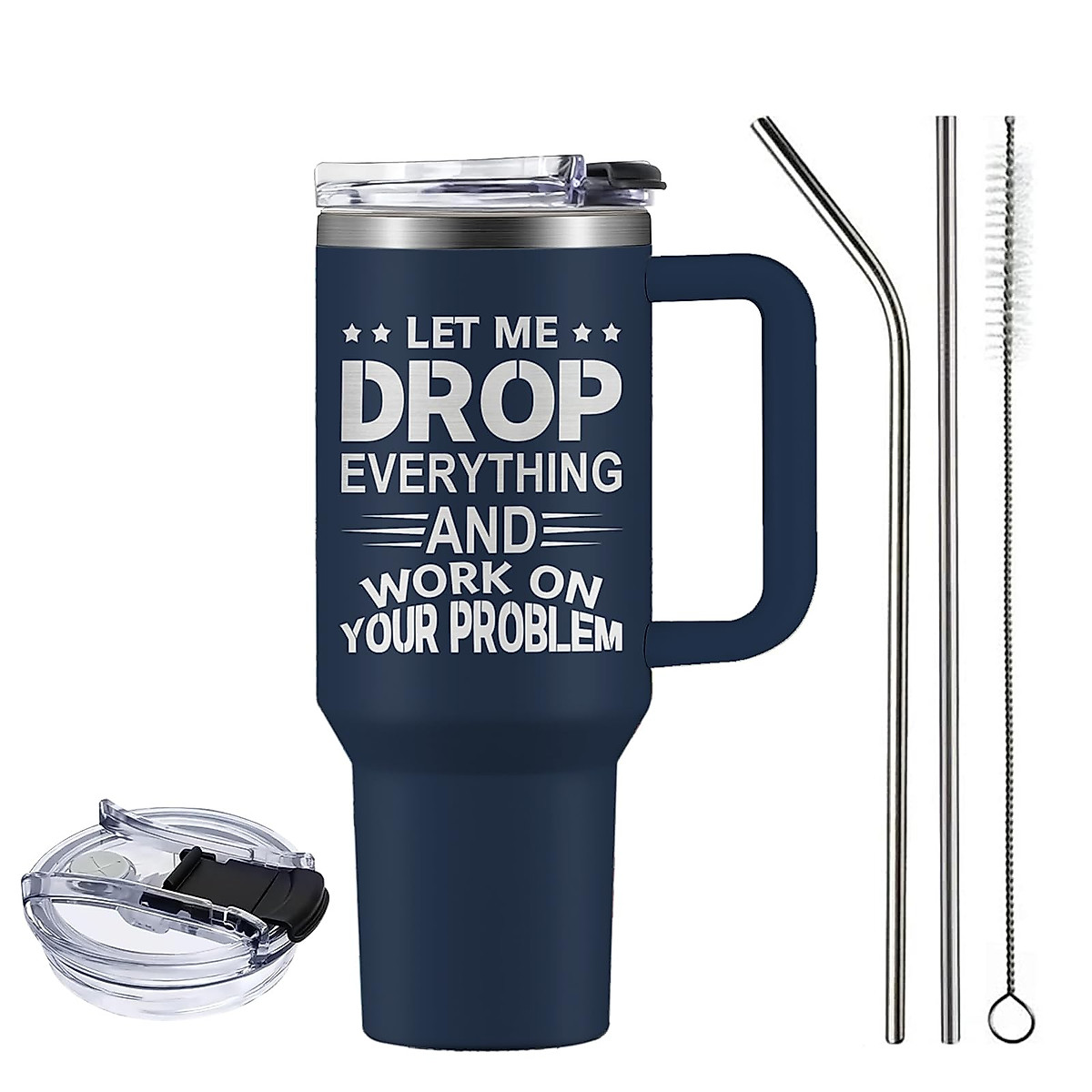 NIAXAUYT Let Me Drop Everything 40oz Stainless Steel Insulated Tumbler, Funny Gifts for Coworker Boss Day Gift for Men, Fixer of Everything Gifts for Birthday/Christmas/Appreciation Office Mug