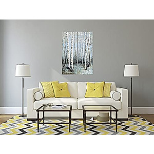 YHSKY ARTS Birch Tree Canvas Wall Art - Abstract Forest Paintings with Textured - 2 Pieces Nature Pictures for Living Room Bedroom Bathroom Decor