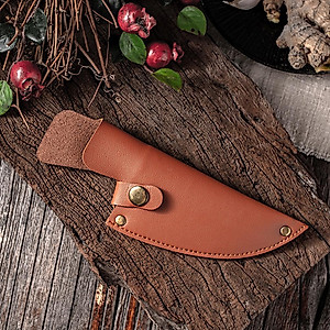 Luxshiny Leather Cover For 5 Inch Boning Knives, 2Pcs Edge Guards Blade Protector Cleaver Chef Knives Cover with Belt Loop