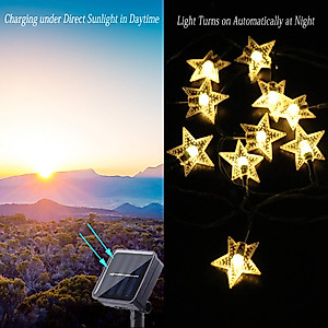 Winboom 100 Led 39.4FT Solar Christmas Lights Outdoor Waterproof 8 Modes Star Solar String Lights,Solar Powered Fairy Light for Outside Garden Tree