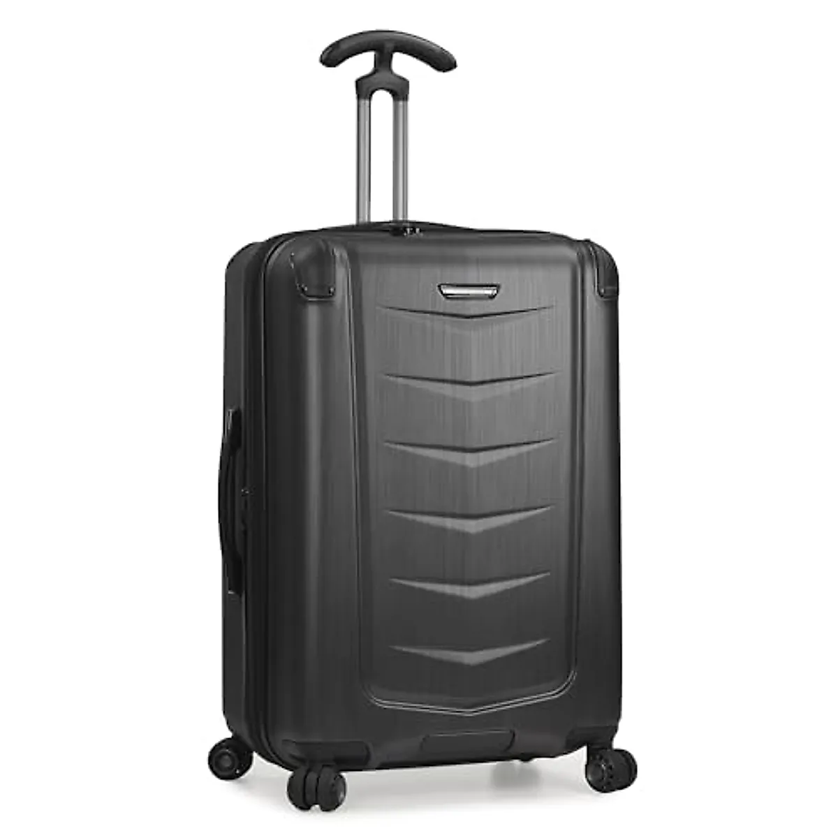 Traveler's Choice Silverwood Polycarbonate Hardside Expandable Spinner Luggage, Brushed Metal, Checked-Medium 26-Inch