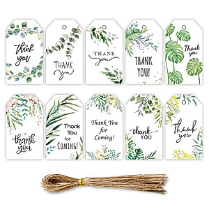 Thank You Tags, Gift Wrap Tags with String, 50Pcs for Coming Hanging Baby Shower, Birthday, Wedding, Bridal Special Events, Party Favors Natural Twine, White