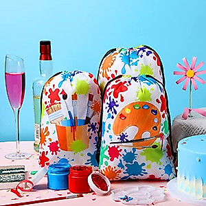 Paint Party Favor Bags Paint Party Decorations Art Paint Party Gift Bag for Kids Birthday Drawstring Gift Bag Drawstring Pouch Polyester Cloth Gift Bags for Art Painting Theme Party Supply (12 Pieces)