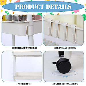 Ripeng 3 Tier Movable Baby Diaper Cart Diaper Storage Cart Newborn Storage Cart Diaper Caddy Organizer Mobile Diaper Shelving Unit Cart for Baby Nursery Cart Changing Table (White)