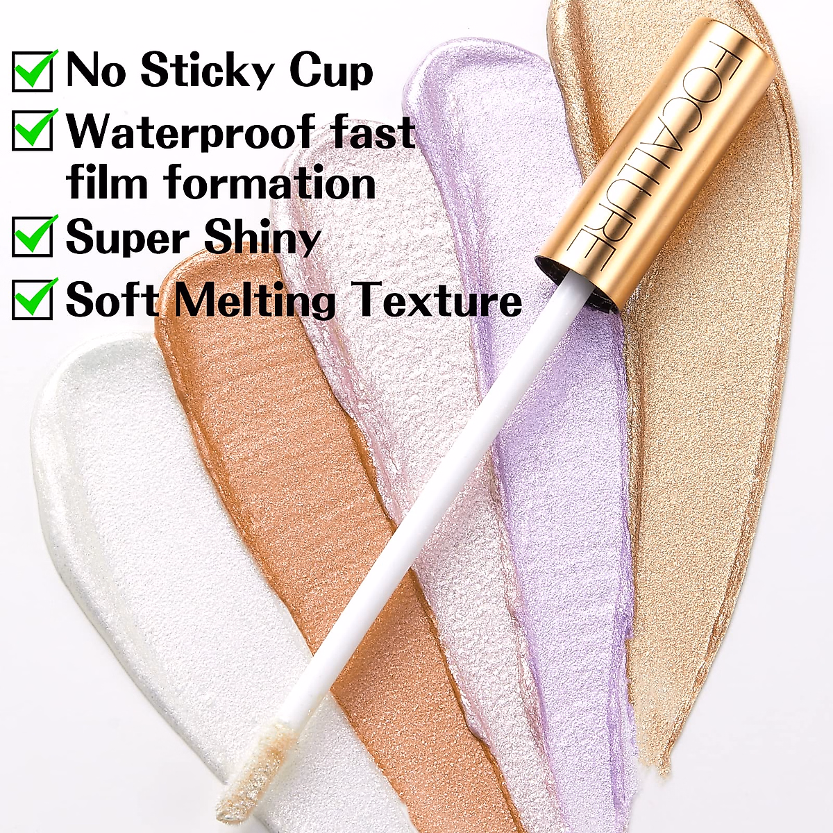 FOCALLURE Metallic Chameleon Liquid Lipstick, Glitter Lip Gloss, Shimmery Finish, Nonstick Cup Lip Makeup for Costume, Cosplay, Rave Festival, 06 ROSE QUARTZ