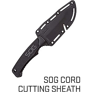 SOG Survival Knife with Sheath - Field Knife Fixed Blade Knives 4 Inch Tactical Knife and Bushcraft Knife w/Full Tang Hunting Knife Blade (FK1001-CP)