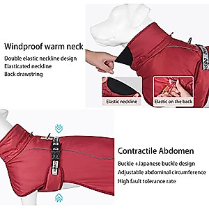 TONYFY Dog Winter Coat, Thick Warm Cozy Dog Jacket Vest for Medium Large Dogs, Adjustable Turtleneck Reflective Pet Padded Cotton Clothes Windproof Knight Style Cold Weather Apparel (Army Green-XL)