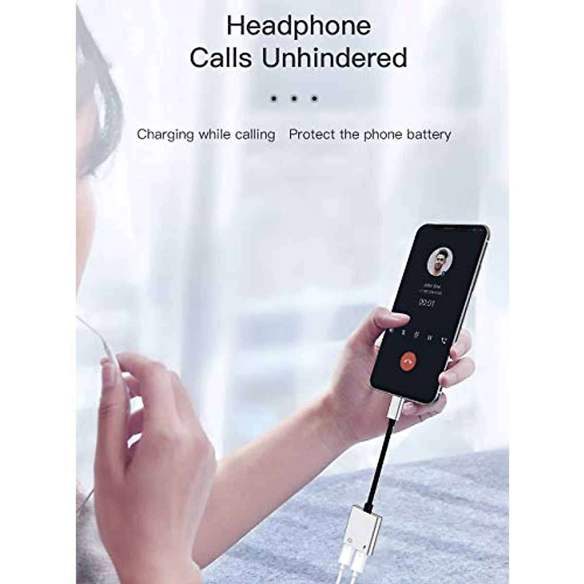 KUULAA iPhone Adapter Dual 2-1 for iPhone 7/7 Plus/ 8/8 Plus/X/XS/11 Pro Max, 2-in-1 Splitter Adapter/Cable for iPhone Audio/Headphone and Charger, Remote Control & Telephone Call Supported (Black)