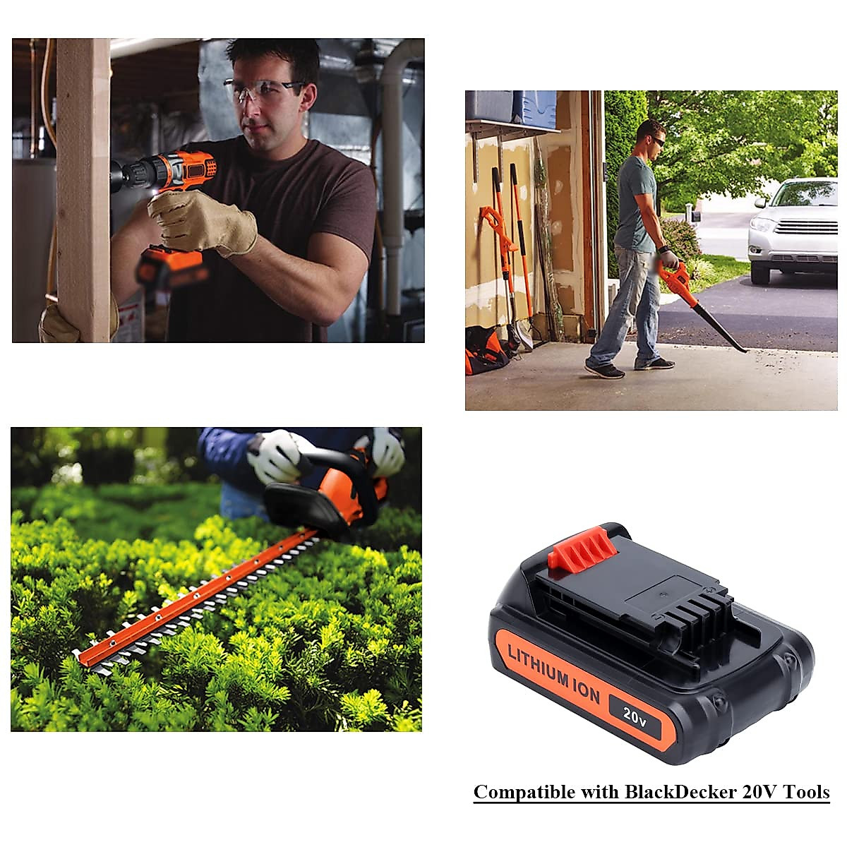 Lasica 2Pack 4.0Ah 20V MAX LBXR20 Compatible with Black and Decker Weed Eater 20V Battery LB2X4020 LBXR2020-OPE LBXR20-OPE2 LBXR20B-2 LB2X3020-OPE LBXR20BT 20 Volt Max Outdoor Cordless Power Tools