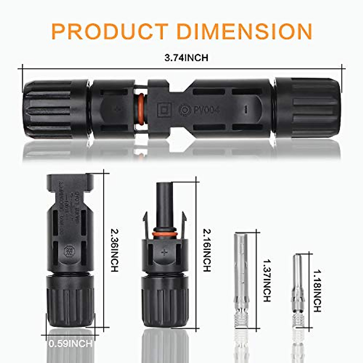 EBESTauto A Pair Red + Black 20 Feet 10 AWG Solar Panel Extension Cable Wire Connector Solar Panel Adaptor Cable with Female and Male Connector