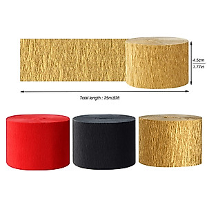Red-Black Gold Casino-Theme Party-Decorations Streamers - 9 Rolls Graduation Wedding Birthday Baby Bridal Shower Crepe Tissue Paper Streamer Garland Decor Panduola
