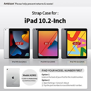 iPad 9th/8th/7th Generation Case, iPad 10.2 Case 2021/2020/2019, [Kid Proof] ambison Full Body Protective Case with 9H Tempered Glass Screen Protector, 360° Rotatable Kickstand & Hand Strap (Black)