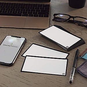Rocketbook Cloud Cards - Eco-Friendly Reusable Index Note Cards With 1 Pilot FriXion ColorStick Pen & 1 Microfiber Cloth Included - Single Set of 80 (3" x 5")