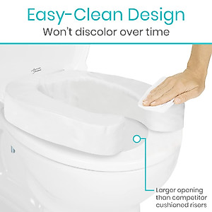 Vive Toilet Seat Cushion 2-Inch High Density Foam - Toilet Raised Donut Easy Clean Portable Cushioned Pad Bathroom Attachment - Elongated Raiser - Comfort, Support for Handicap, Adults, Tailbone Pain