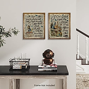 Alice in Wonderland Wall Art Decor - Alice Inspirational Saying Quotes Poster Print Room Decor, The Secret, Alice Fans Gift, Can't Go Back, Self Affirmation Gift for Women Girl Cheshire Cat Mad Hatter